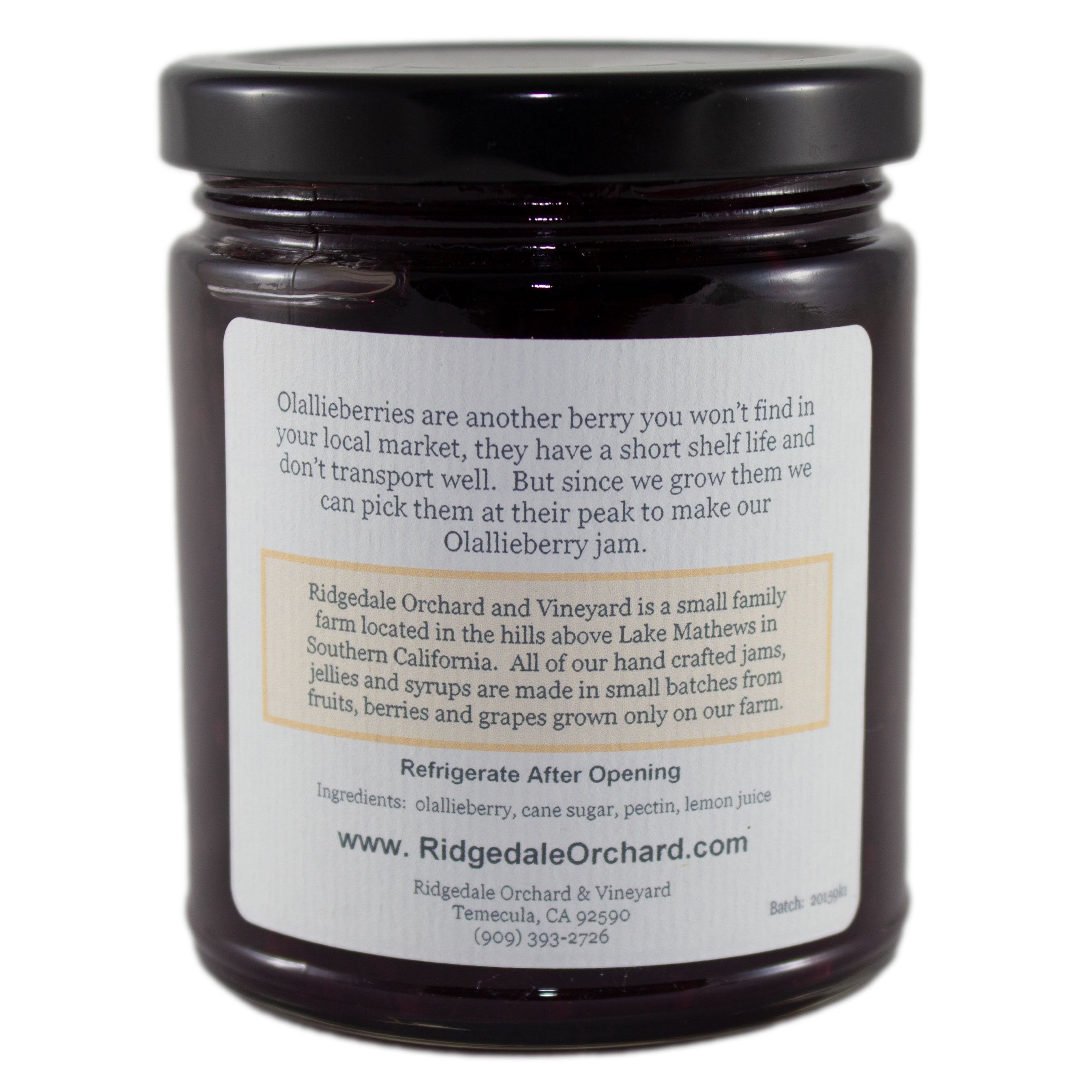 Olallieberry artisan jam, handmade jam from Ridgedale Orchard and Vineyard